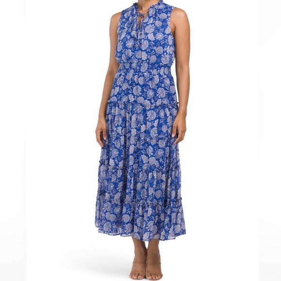 1. State | Dresses | State Blue Sleeveless Floral Maxi Dress | Poshmark